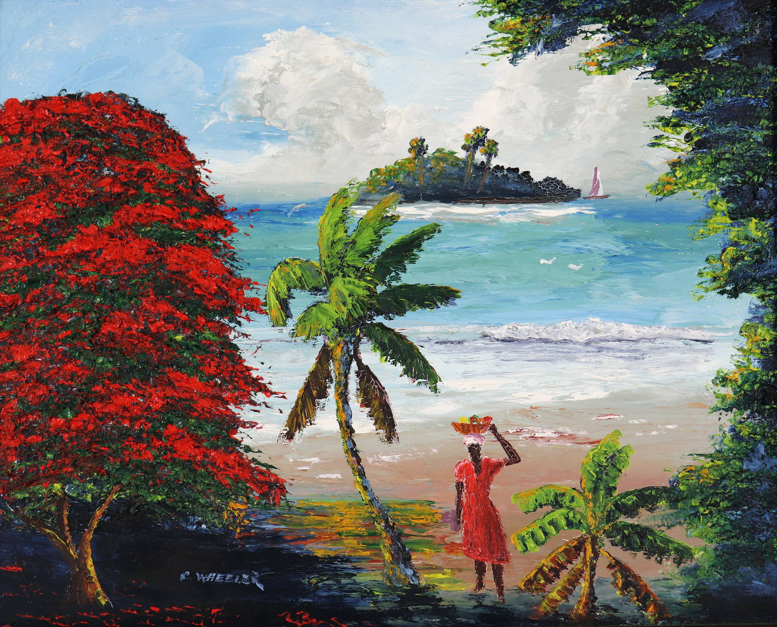 Chico Wheeler Island Poinciana Highwaymen Painting Auction