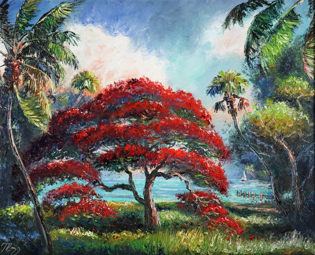 Mark Mazzarella Florida Poinciana Tree Painting