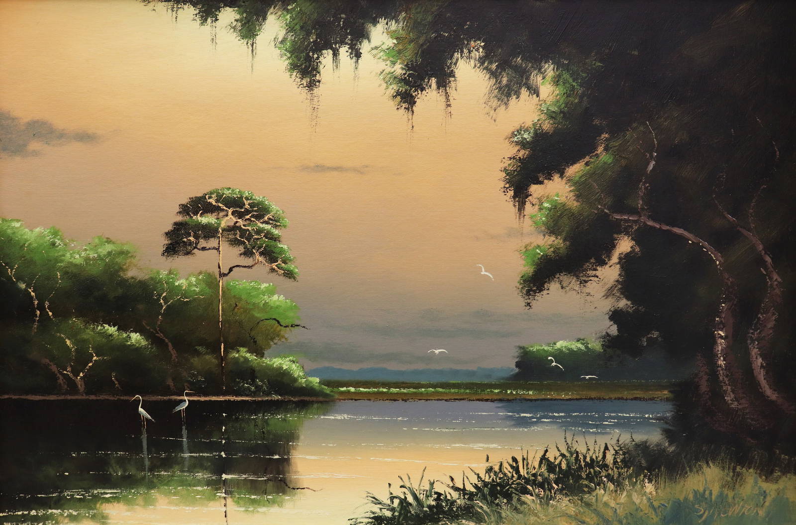 Sam Newton River Sunset Highwaymen Painting Auction