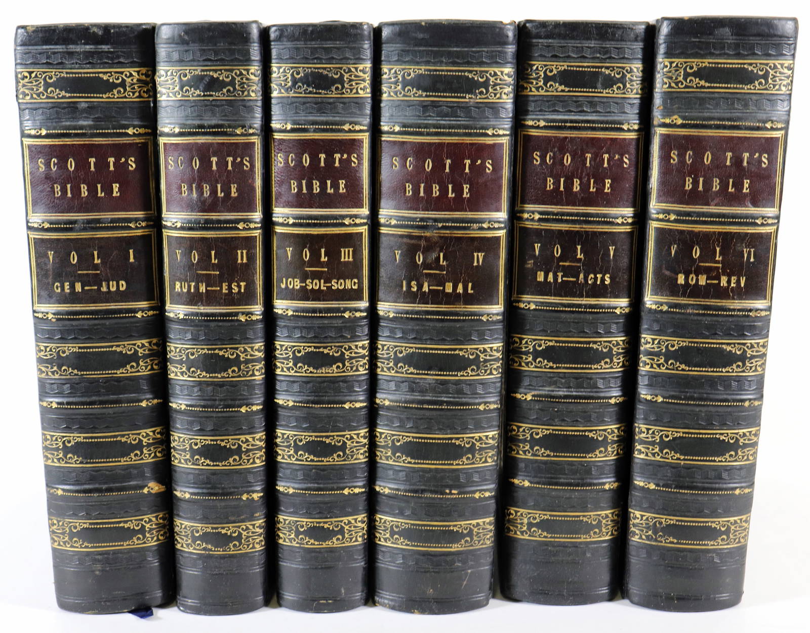Vol 1-6, Holy Bible - Thomas Scott - London -1852 Auction