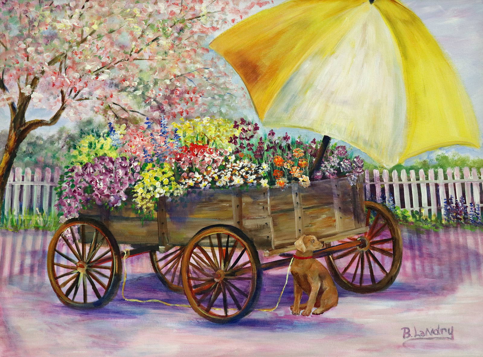 Barbara Landry "waiting By The Flower Cart" Auction