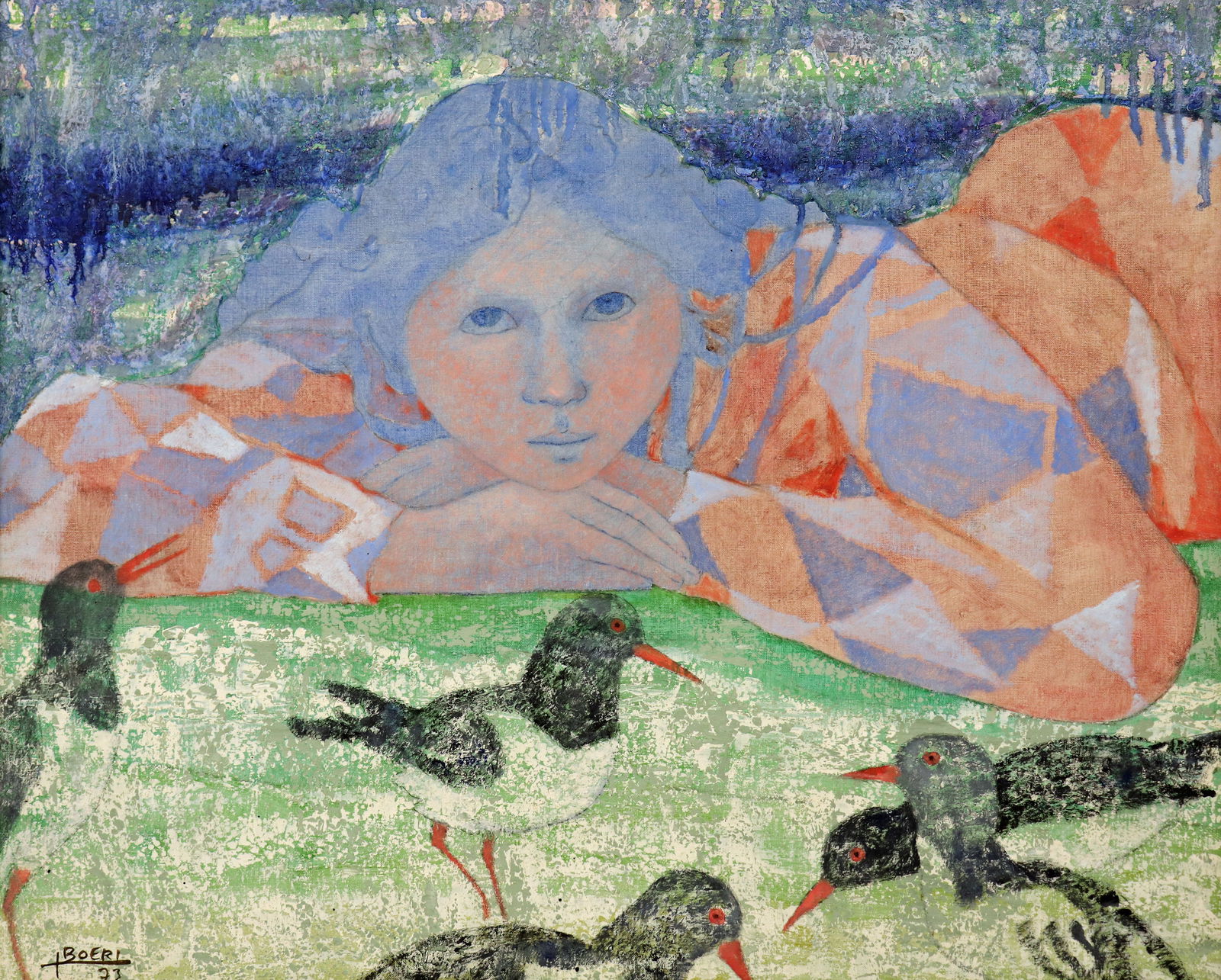 Jacques Boeri Oil On Canvas Girl W/ Birds - Mar 15, 2025 | Vero Beach ...