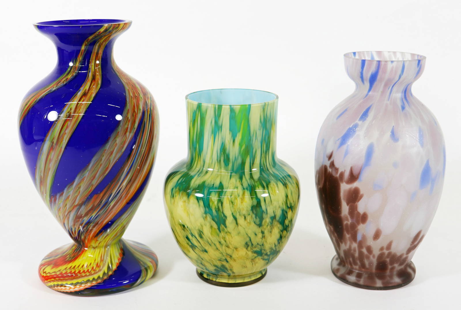 (3) Vintage Czech Multi-colored Vases Auction