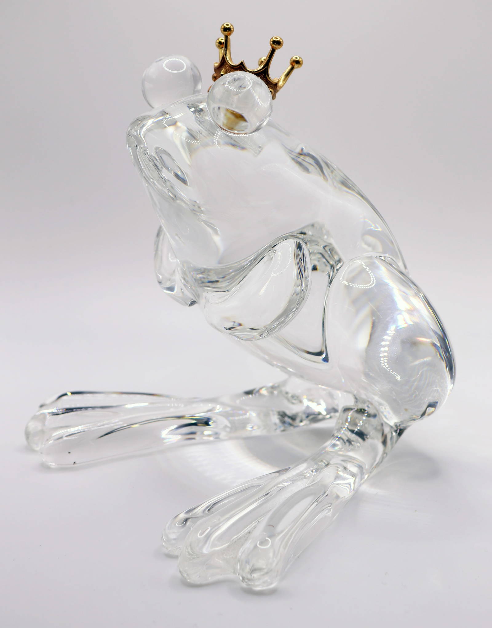 Steuben Crystal Frog Prince With Gold Crown Auction