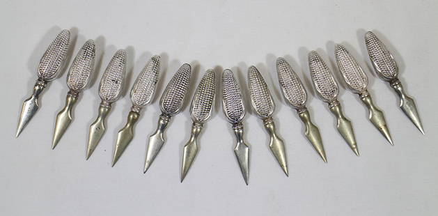 (12) Twelve Sterling Silver Corn Holders