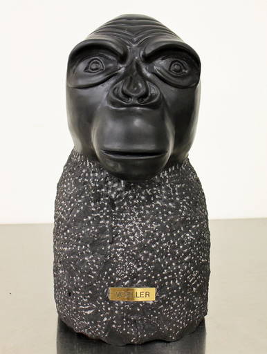 Carved Marble Monkey Bust By Voeller