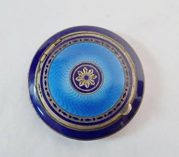 1920's Art Deco Womans Compact With Enamel Decoration
