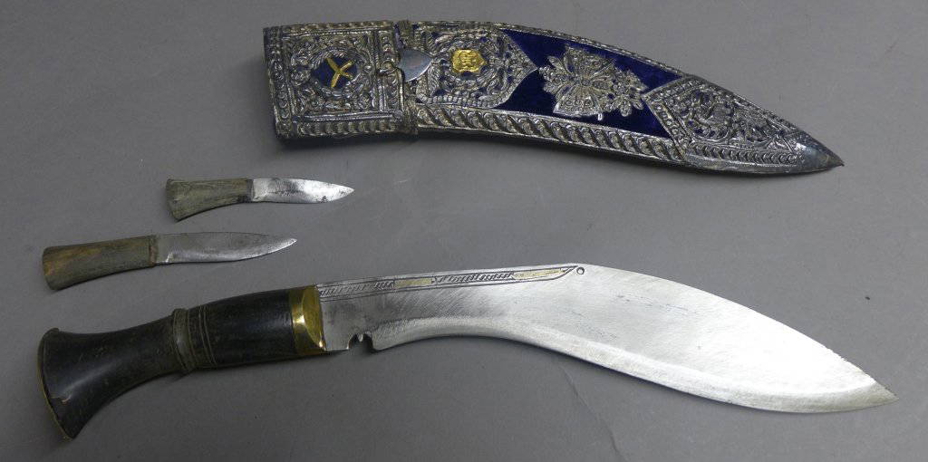 Gurkha Kukri & Sheath W/ Pierced Silver Mounts