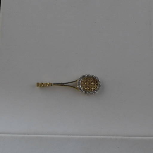 14 Kt Gold And Diamond Tennis Racket Pin