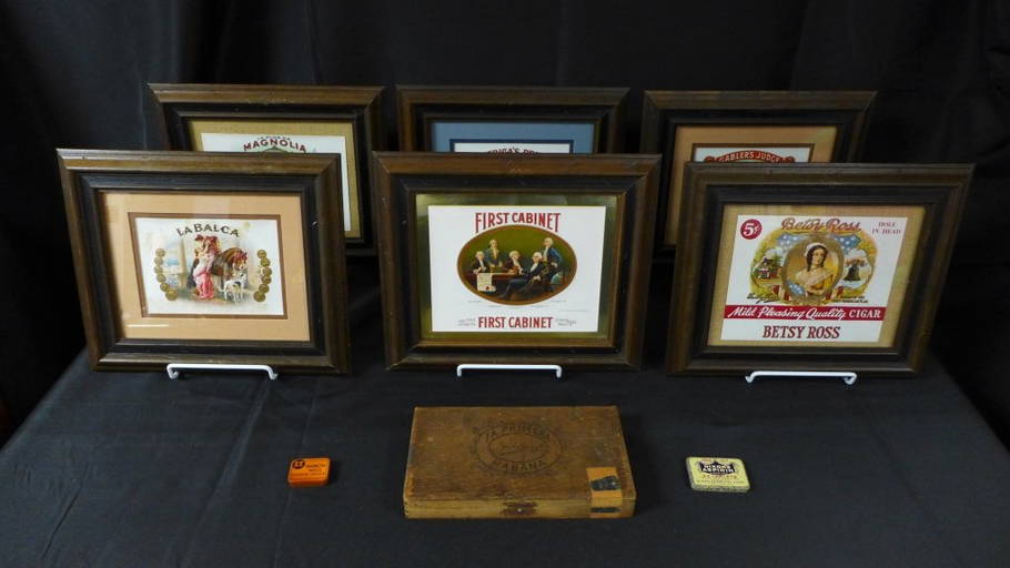 6 Cigar Box Labels, Lithographic Art