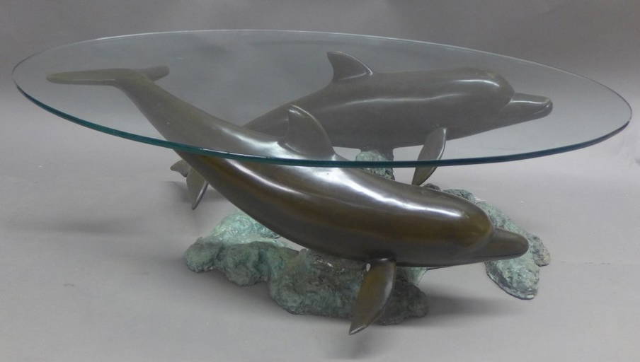 Bronze Dolphin Coffee Table