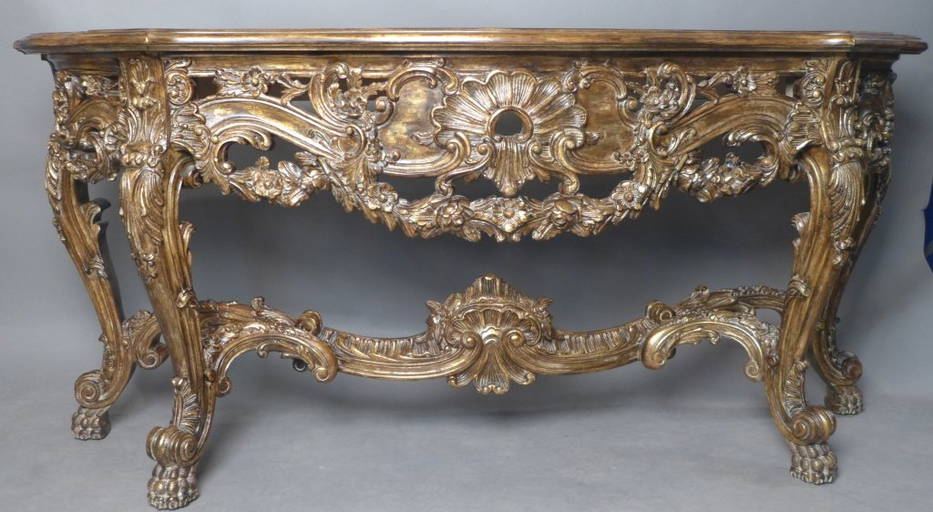 Monumental Carved Wood Console