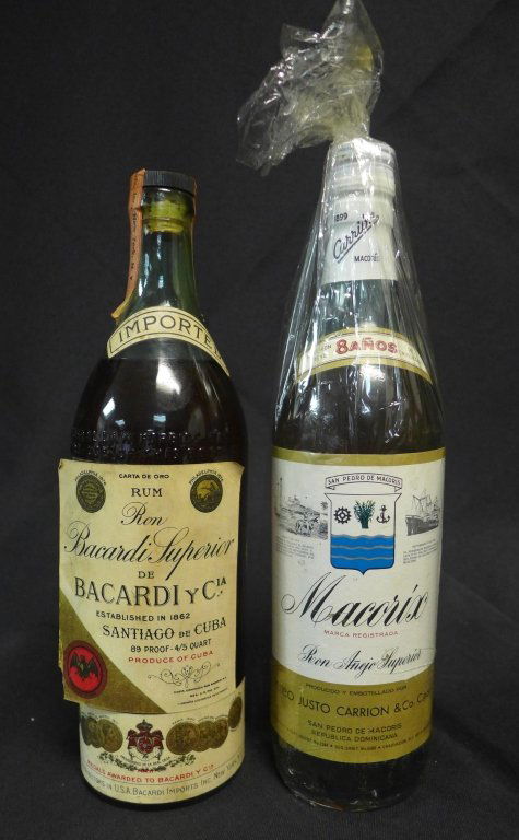 2 Bottles of Pre Castro 1950's Bacardi Rum