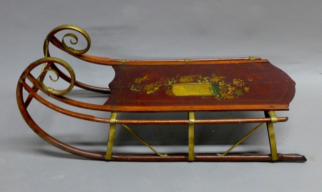 Paint Decorated Antique Wood Sled