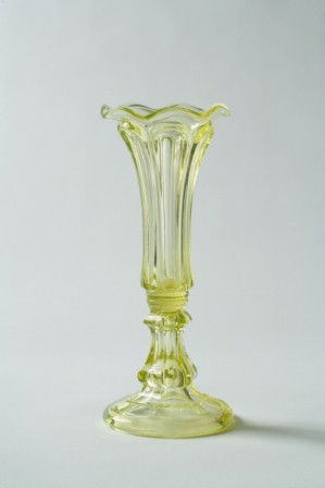 A Canary Colored Loop Pattern Glass Vase