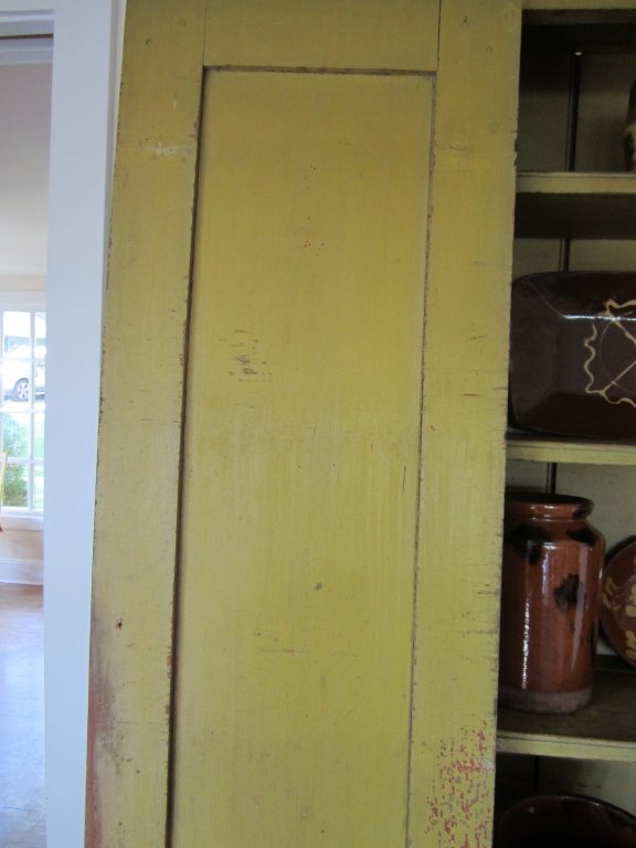 149: Yellow and Red Painted Cant-Back Cupboard