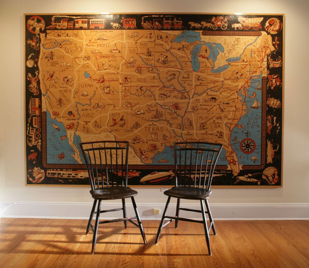 156: Painted Linoleum United States Travel Map