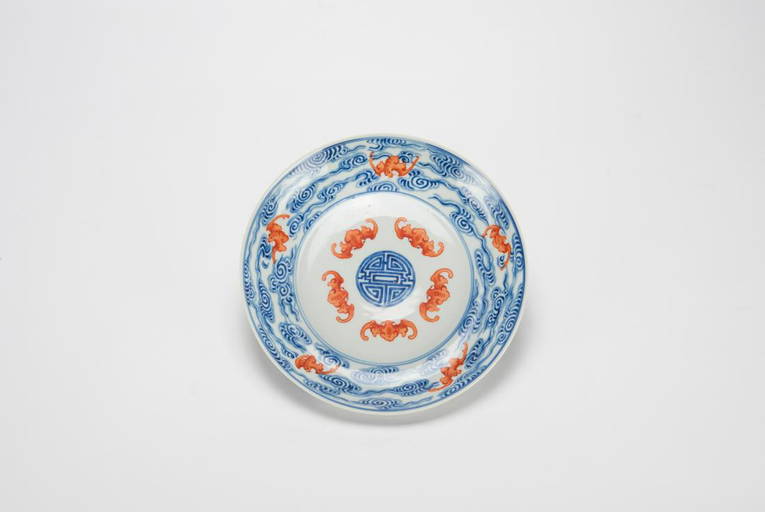 19th Century A Blue And White Shou And Iron Red
