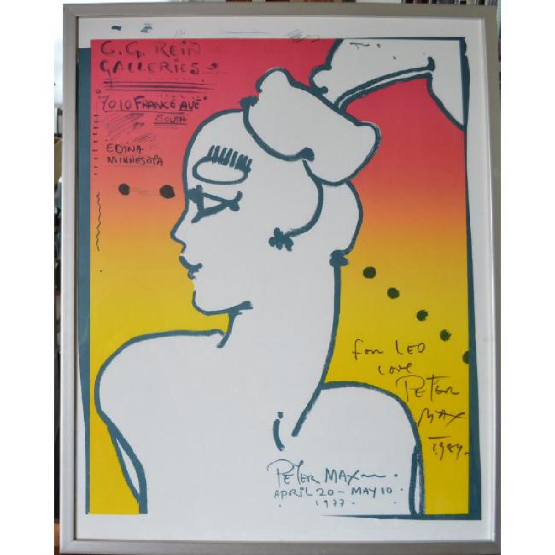 Peter Max Hand signed Lithograph dedicated to Leo Gore