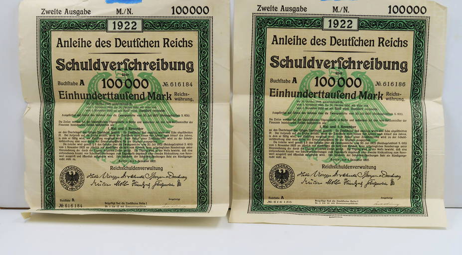 Anleihe Des Deutfchen Reichs 1922 German 10,000 Marks