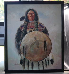 By A.norman Native American Oil Painting