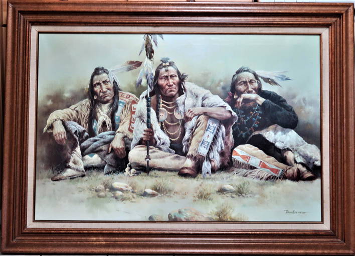 Troy Denton (1949 ) Masterwork Vtg. Oil Native American