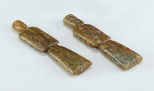 Pair Of Antique Jade Figures