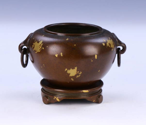 A Chinese Splashed Gold Bronze Censer
