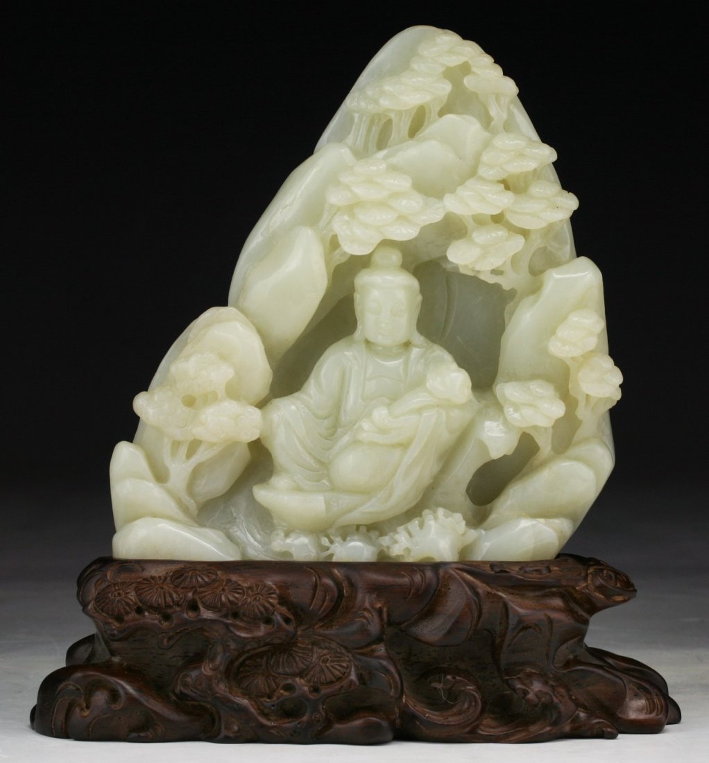 A Chinese Antique Hetian Nephrite White Jade Mountain