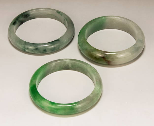 Three (3) Jadeite Carved Bangles