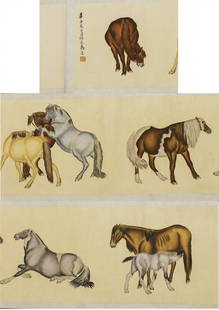 Massive Chinese Paper Scroll: Horses