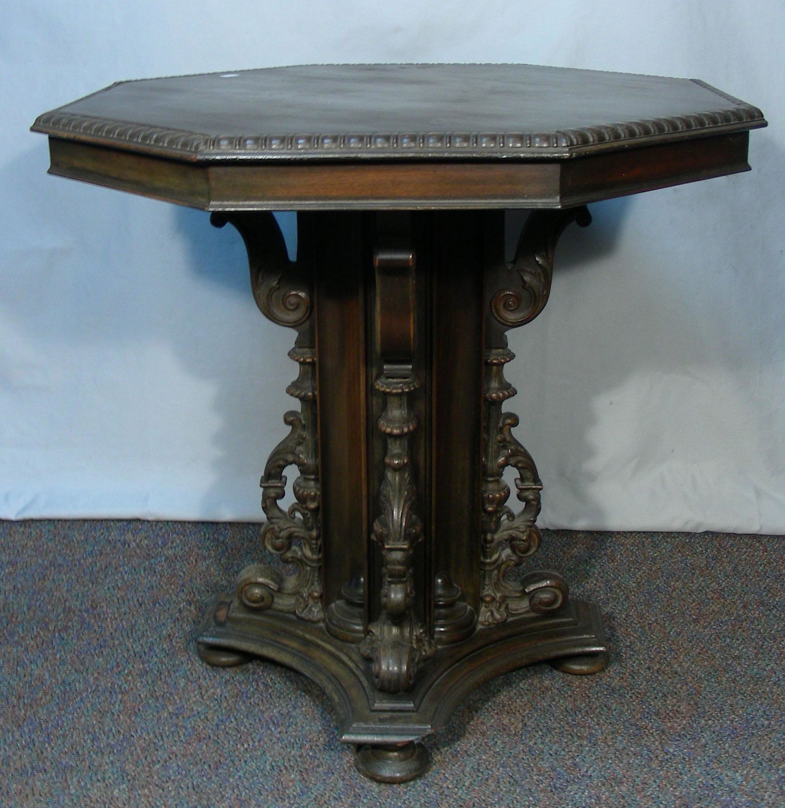 Antique Octagonal Hand Carved Table