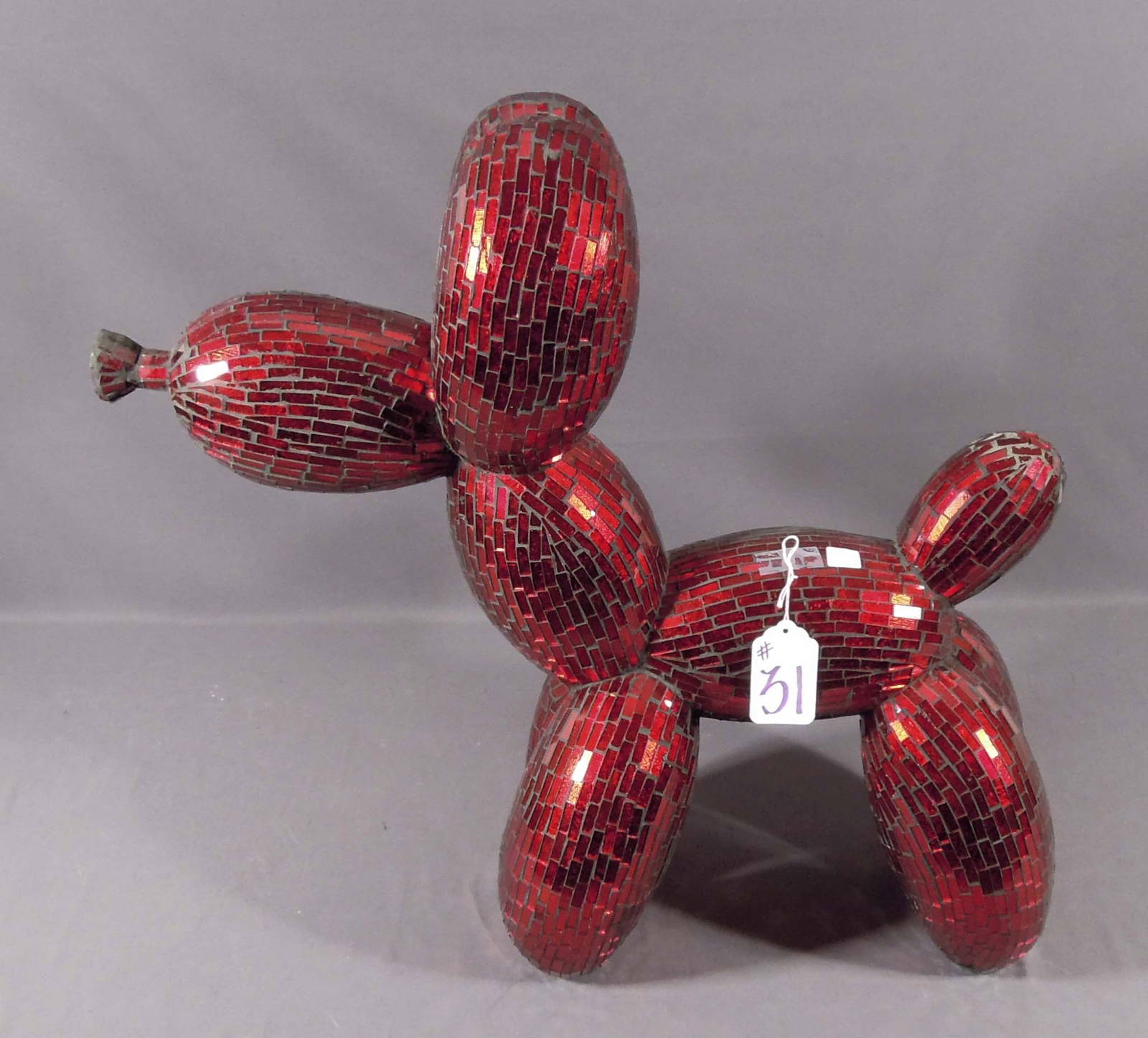 Large Custom Made Mosaic Glass Balloon Dog Sculpture Auction