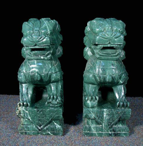 PAIR LARGE HAND CARVED JADE FOO DOGS - Jun 21, 2013 | Chamberlain's ...