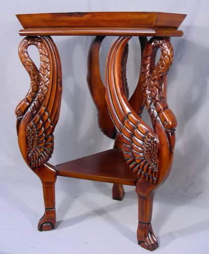 HAND CARVED MAHOGANY SWAN TABLE