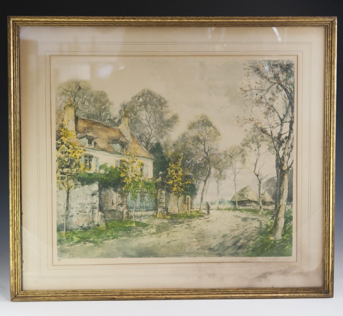 Antique Signed Watercolor Lithograph