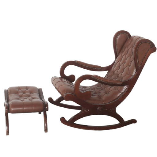 Leather & Wood Rocking Chair