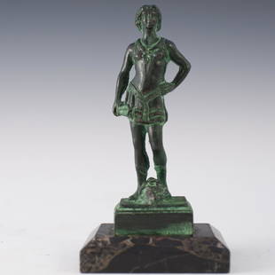 Handsome Bronze Sculpture David And Goliath