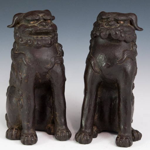Yuan Dynasty Chinese Cast Iron Foo Dogs