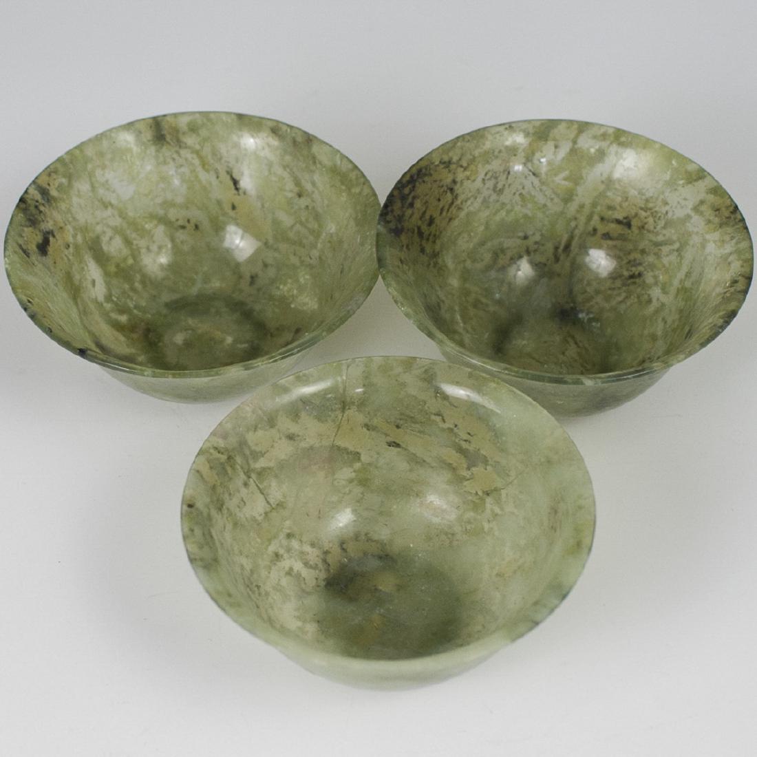 Vintage Chinese Spinach Jade Rice Bowls