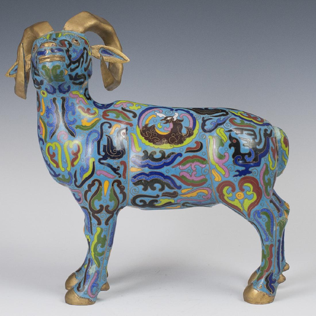 Chinese Cloisonne Enameled Ram
