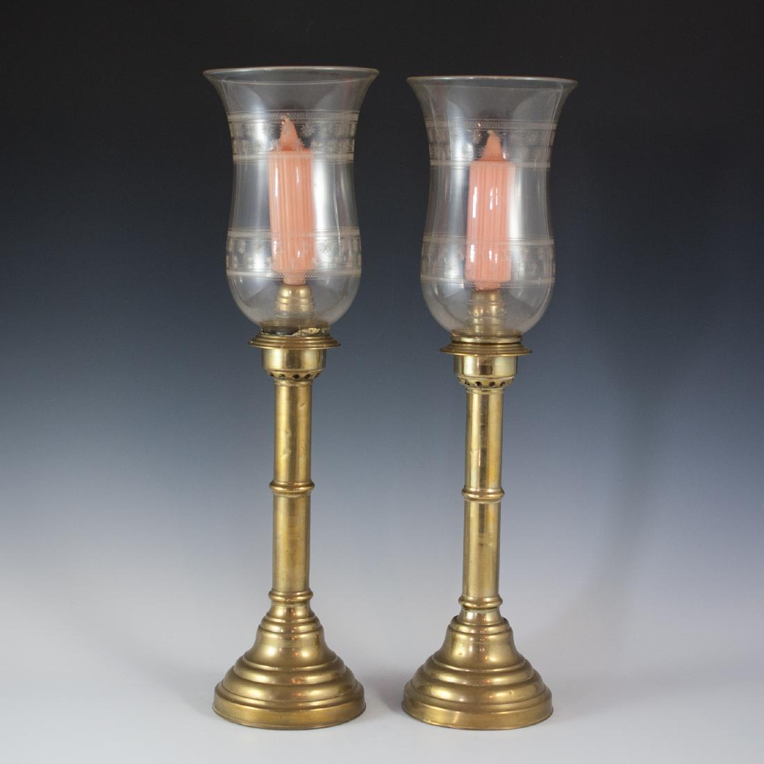 Russian Brass & Crystal Candle Holders