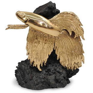 Signed Bronze Fish Sculpture