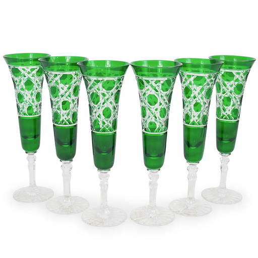 (6 Pc) Polish Crystal Cut Flutes