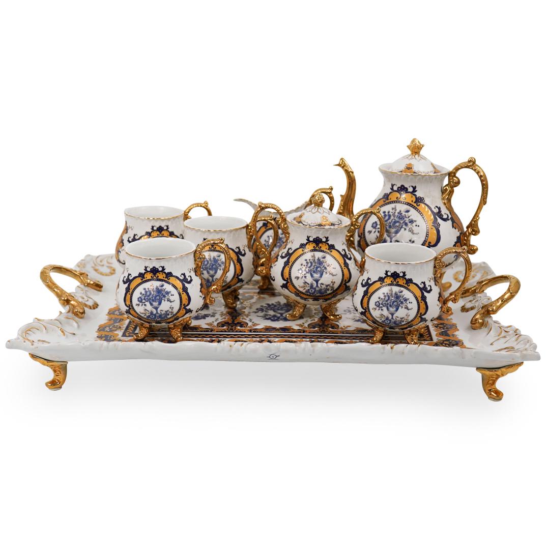 (8 Pc) Sevres Style Porcelain Tea Set