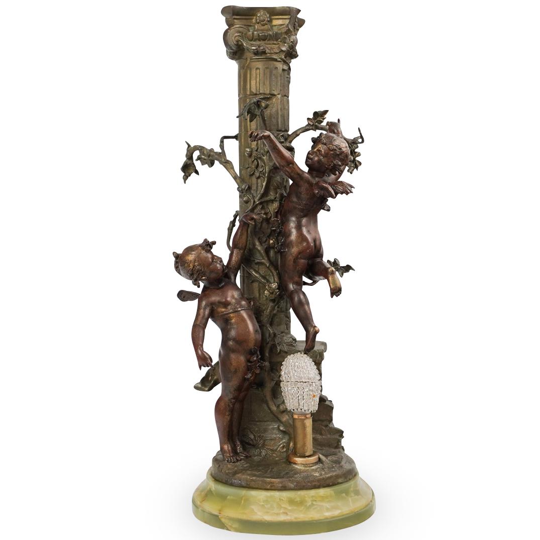 Ernest Justin Ferrand (french, 1846 1932) Bronze Lamp