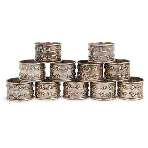(12 Pc) Gorham Sterling Silver Napkin Ring Set