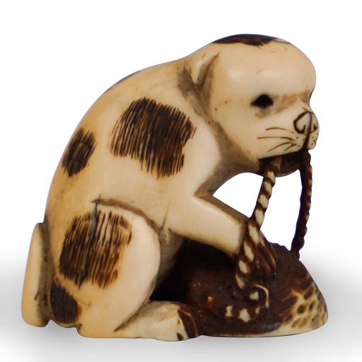 Japanese Carved Dog Netsuke
