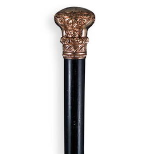 Gold Presentation Cane Ebony Wood Walking Stick