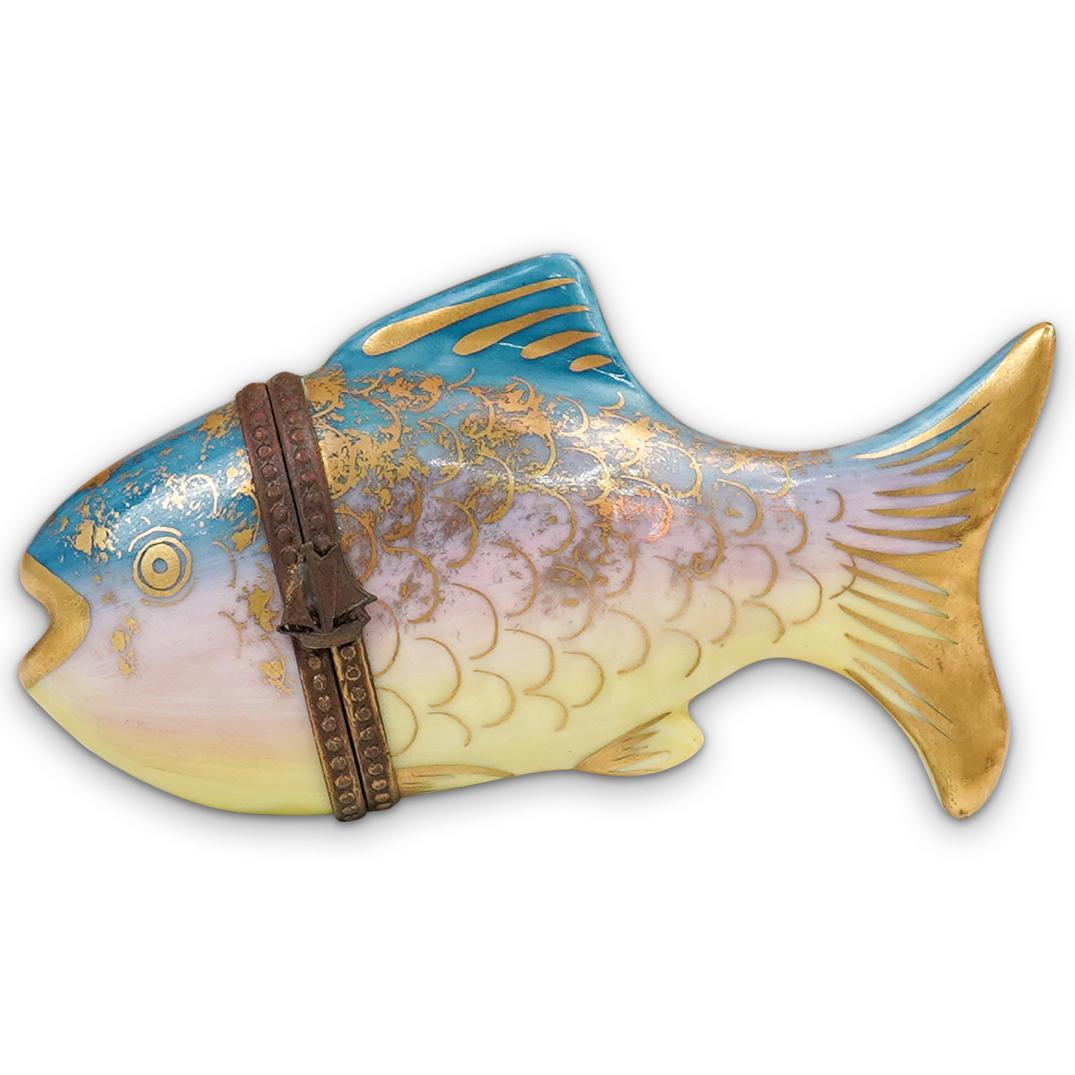 Limoges Porcelain Fish Trinket Box